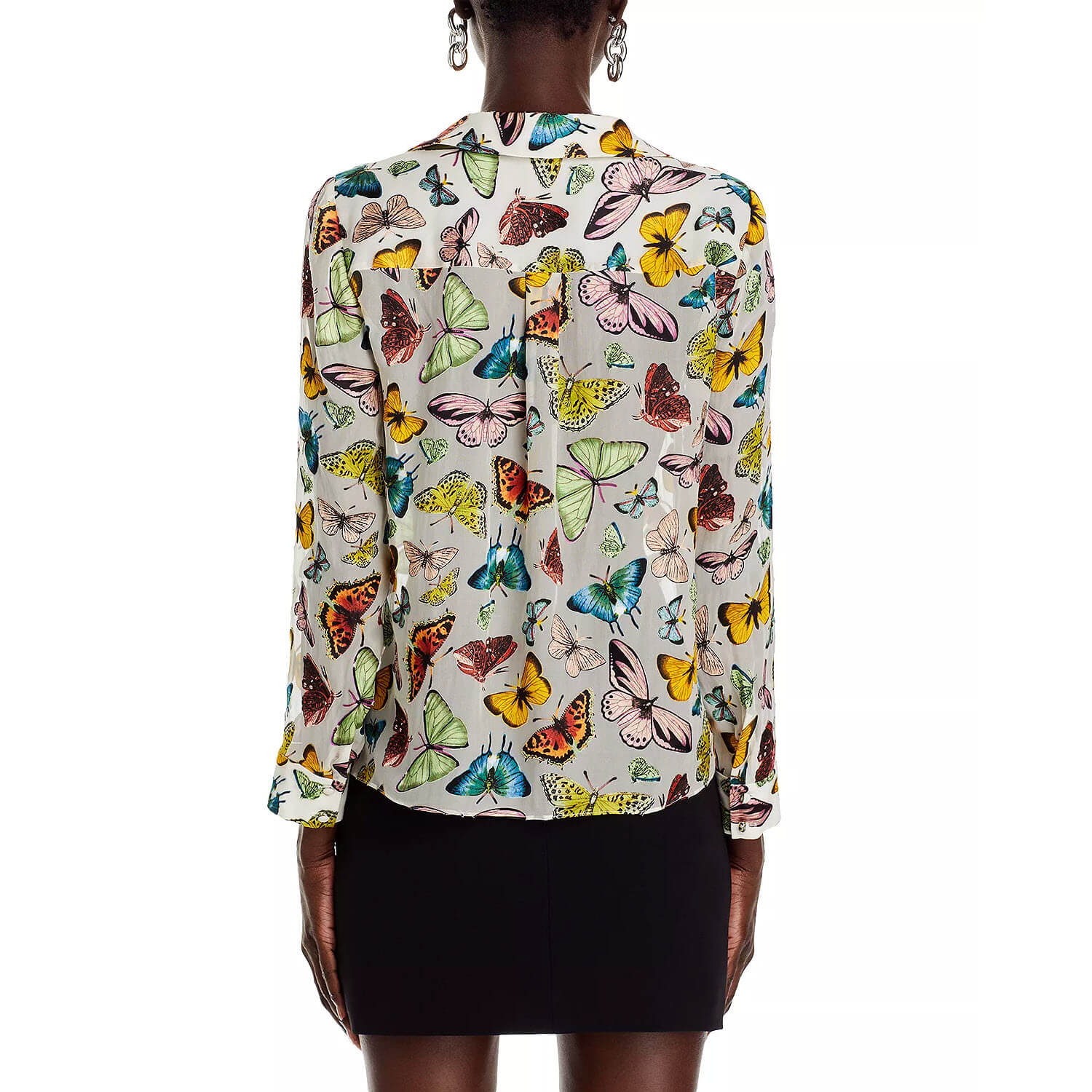 Alice + Olivia Eloise Butterfly Print Silk-Blend Blouse – evaChic
